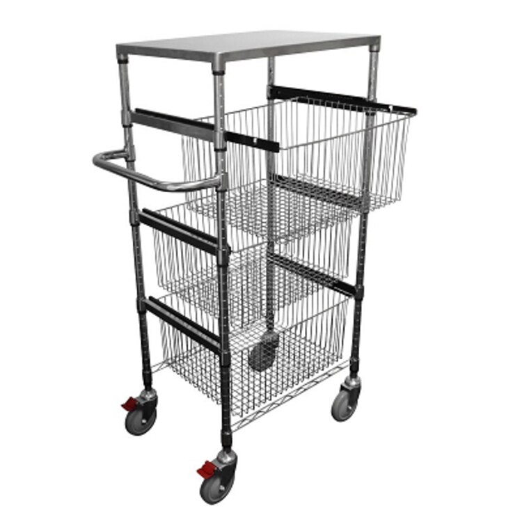 Wire Trolley Including 3 Sliding Baskets