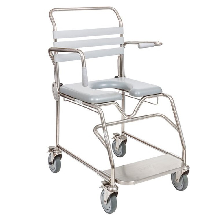 Juvo Attendant Propelled Shower Commode - Sliding Footplate - 660mm